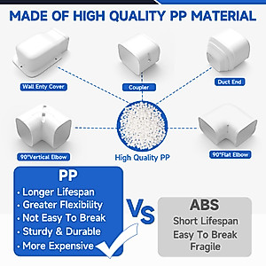 Cestluck 3'' 7.5 Ft Mini Split Line Set Cover, PVC & PP Line Cover Set Universal for Mini Split AC & Central AC