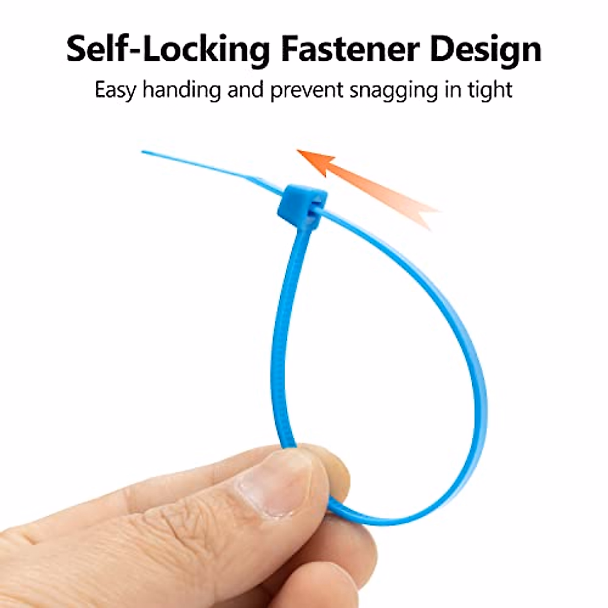 XINGO 100PCS Cable Zip Ties Heavy Duty, Premium Nylon Plastic Wire Ties with 50 Pounds Tensile Strength, Self-Locking Black Nylon Zip Ties for Indoor and Outdoor (8 inch, Blue)