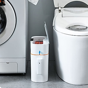 Kelendle Touchless Motion Sensor Trash Can - Automatic Garbage Can Kitchen Waste Bin Bedroom Trash Can with Lid for Home Office Decoration Orange Lid 4.5 Gallons