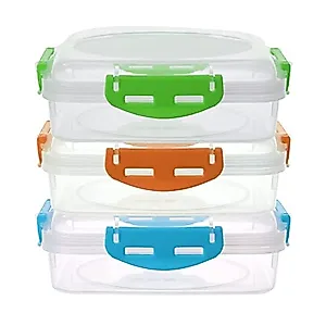 Crafterlife 3 Color Sandwich Containers, Reusable, BPA Free Plastic Food Storage for Sandwich Box Lunch Boxes Meal Prep (Green, Orange, Blue)