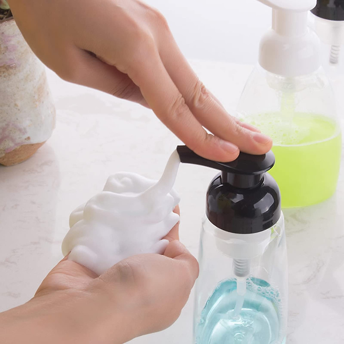 Bekith 12 Pack Foaming Soap Dispensers Pump Bottles, 10oz Empty Foam Liquid Hand Soap Containers Plastic Press Bottles for Kitchen and Bathroom Clear