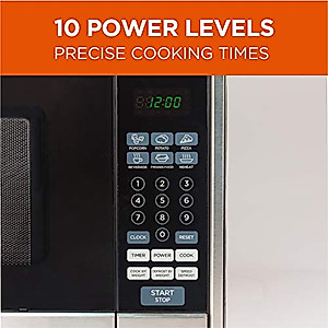 Commercial Chef Countertop Microwave, 1.1 Cubic Feet, Black With Stainless Steel Trim