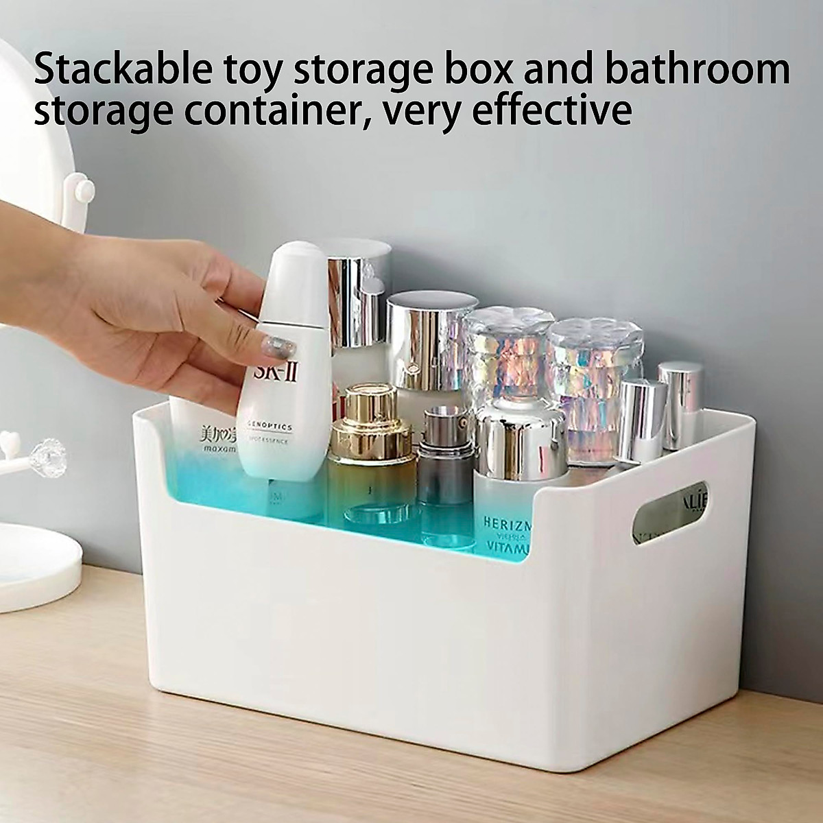 Pantry Organization and Storage Baskets,White Plastic Storage Bin,Open Storage Organizing Bins for Classroom, Office, School, Shelves,Bins Pantry Organizer,Pack of 1,Medium,Large (13.39”x9.45”x5.51”)