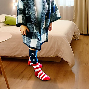 SYIDINZN USA Flag Socks Kids Socks Casual Crew Fashionable Cotton Striped and Star Socks Knee High American Flag Sock for Boys, Girls, Baby, Toddler & Child (4-6 years)