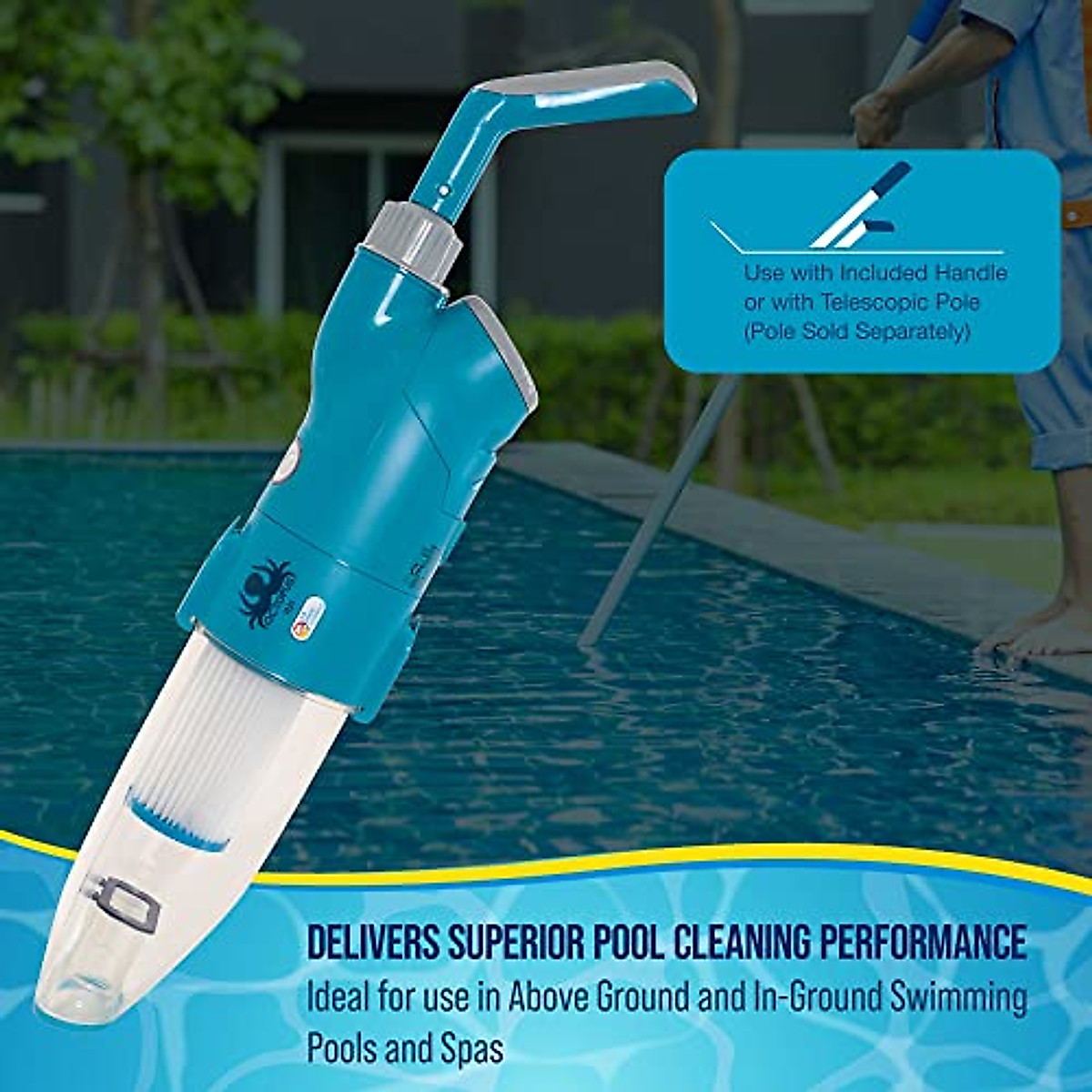 Octopus Cordless Pool Vacuum - Powerful 2-Speed Suction