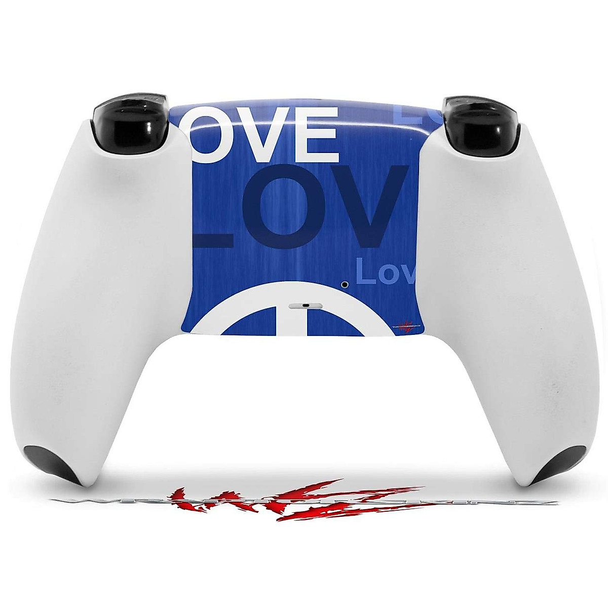 WraptorSkinz Skin Wrap compatible with Sony PS5 DualSense Controller Love and Peace Blue (CONTROLLER NOT INCLUDED)