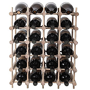 Wooden Stackable Storage Modular countertop Wine Rack Cabinet-Freestanding for Floor Wine Display Stand Holder (24 Bottles)