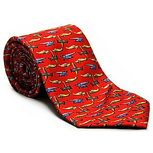 Airplane Silk Twill Tie (Red)