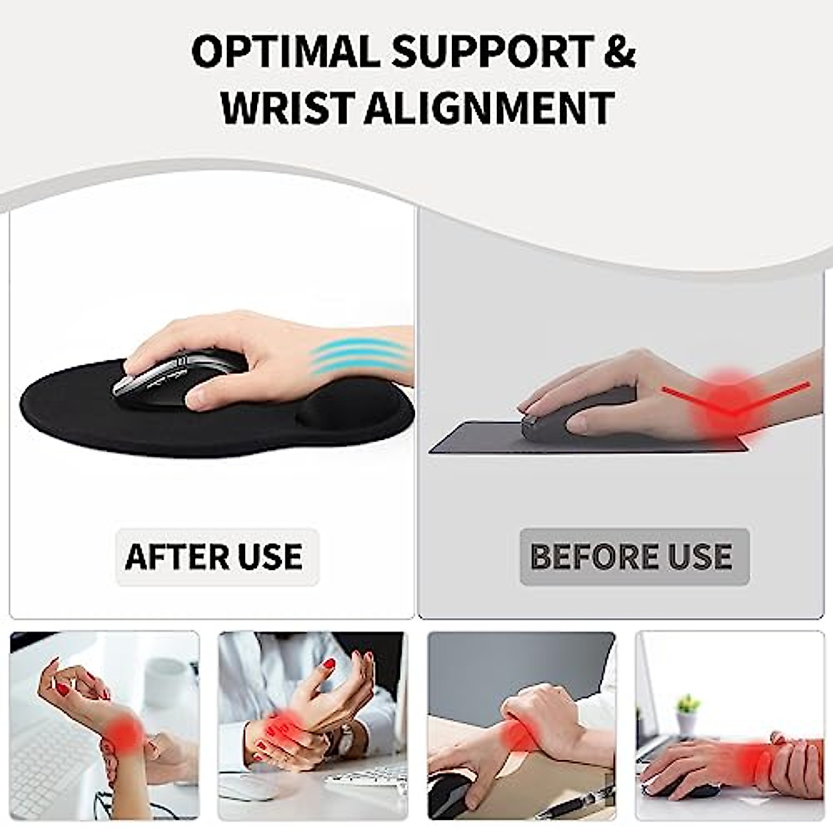 eulps Mouse Pad Wrist Support, Ergonomic Gel Mouse Pad with Wrist Rest, Comfortable Computer Mouse Pad for Laptop, Pain Relief Mousepad with Non-Slip PU Base (White Marble)