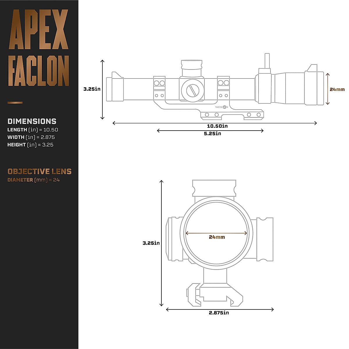 Tacticon Apex Falcon 1-6 x 24mm FFP LPVO Scope with Cantilever Mount | Combat Veteran Owned Company | Tactical Low Power Variable Optic with Illuminated Red Mil-Dot Reticle for Rifle