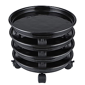 Skelang 4-Pack Plant Caddy 11.8 Inches, Plant Pallet with Brake Wheels, Plant Stand Roller for Indoor and Outdoor Heavy Duty Planter, Load Capacity 125 Lbs (Black)
