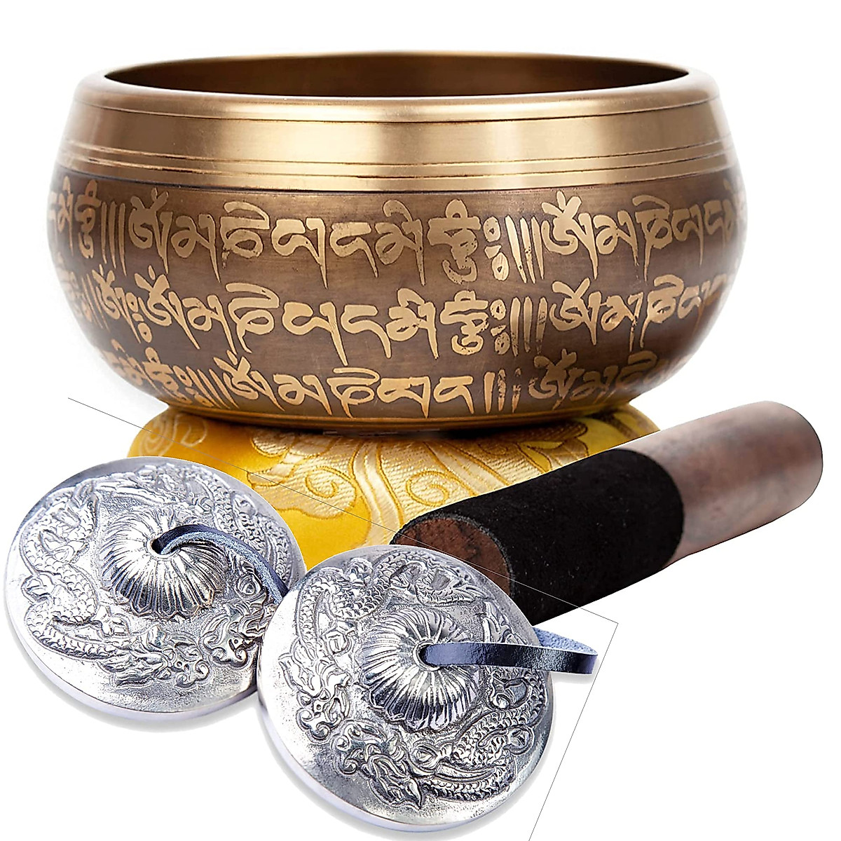 Large Singing Bowl and Tingsha Cymbals Bells Combo