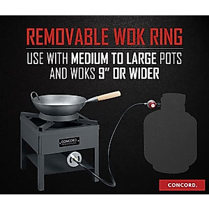 Concord Professional Single Banjo Wok Burner with Stand. Up to 270,000 BTU. Great for Home Brewing, Wok Stir Fry, Turkey, Etc. (16")