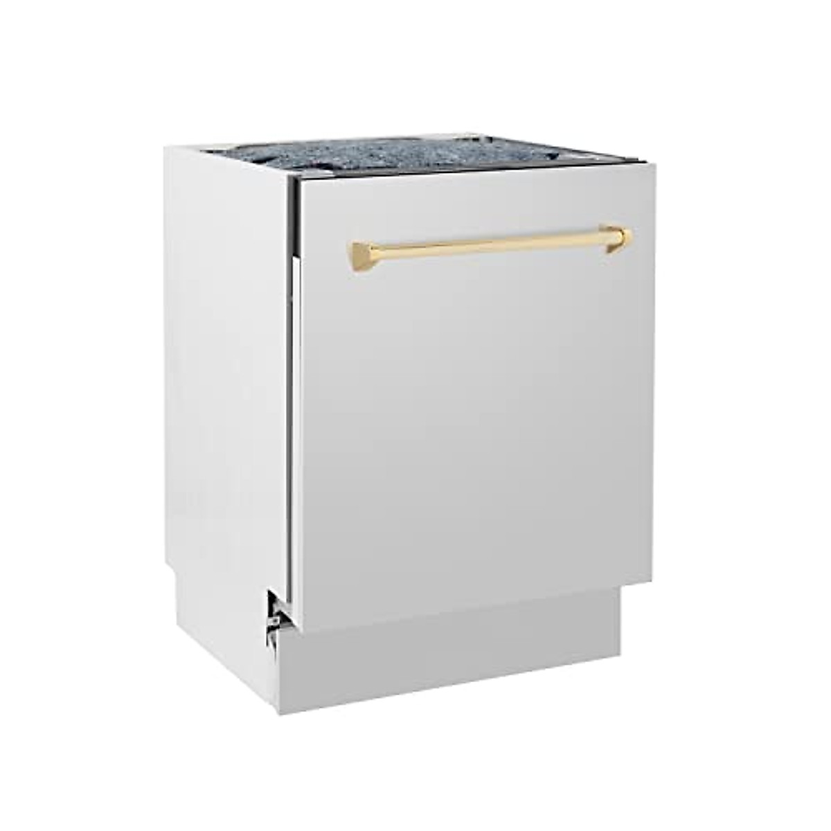 ZLINE Autograph Edition 24" 3rd Rack Top Control Tall Tub Dishwasher in Stainless Steel with Gold Handle, 51dBa (DWVZ-304-24-G)