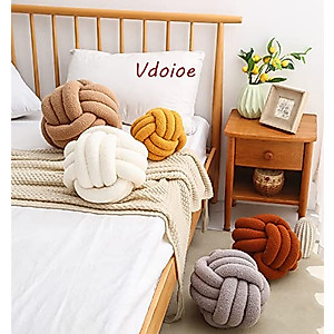 Vdoioe Knot Ball Pillow, Sherpa Home Decorative Plush Pillow Soft Round Throw Pillow, Knotted Pillow for Bed Couch Sofa