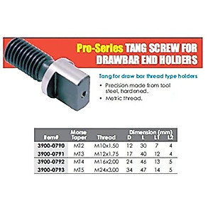 VERTEX 3900-0791 Tang Screw for Mt3 Draw Bar M12 x 1.75