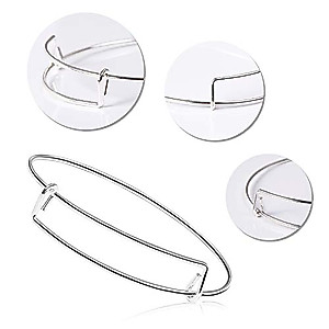 UPINS 60Pcs Expandable Blank Bangle Bracelets Adjustable Wire Bracelets for DIY Jewelry Making, Silver