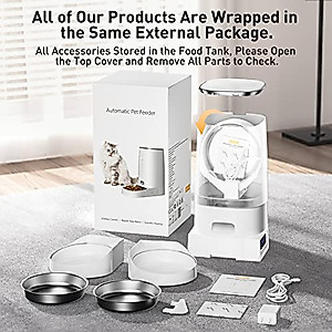 ROJECO Automatic Cat Feeders for 2 Cats, 4L Cat Dry Food Dispenser with Double Bowls, 1-4 Meals and 1-60 Portion Programmable, Dual Power Supply and Low Food Alarms, Timed Pet Feeder for Cats and Dogs