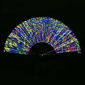 JYSILIYH Hand Fans for Women Foldable,Large Folding Hand Rave Fan,Folding Hand Fan,Folding Fan,Hand Fans,Pride Fan,Bamboo and Nylon-Cloth Folding Hand Fan,Folding Fan Dance Fan for Women Men (Waves)