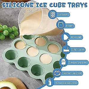 Hoolerry 6 Pcs Baby Food Storage Container Silicone Baby Food Freezer Tray with Clip on Lids Milk Trays for Breastmilk Baby Food Ice Cube Trays for Baby Food Vegetable Fruit Purees, 2 Styles
