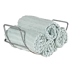 mDesign Modern Decorative Metal Bathroom Wall Mount Towel Rack Organizer for Storage of Bath Sheets, Washcloths, Hand or Face Towels - 2 Pack - Chrome