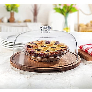 Godinger Cake Stand, Cake Plate Server Platter with Dome, Acacia Wood and Shaterproof Acrylic Lid