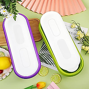 2 Pieces Ice Cream Storage Containers with Lids Set 2.5 Quarts Homemade Ice Cream Tubs, Reusable Cream Container with Non Slip Base Freezer Containers (Green and Purple)