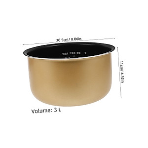 HOMSFOU 3pcs Rice Cooker Liner Cooking Pot Inner Steaming Pot Maker Slow Cooker Inner Cooking Pot Cooker Liner Container Rice Cooker Inner Pot Nonstick Rice Boiler Pots and Pans Alloy