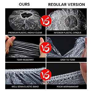 100PS Disposable Shower Caps, Plastic Clear Shower Caps, lengthening and thickening Hair Caps for Hair dyeing assistance, Hotel and Hair Salon, Home Use, Portable Travel (Size 20.5"/52cm）