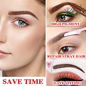 3 Pcs Eyebrow Tattoo Pen Waterproof Microblading Eyebrow Pencil Long Lasting Brow Pen with a Micro-Fork Tip Applicator,Easily Create Natural Charming Eyebrow Makeup(Light Brown)