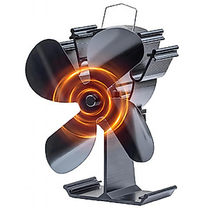 4-Blade Heat Powered Stove Fan for Wood / Log Burner/Fireplace - Eco Friendly(Black)