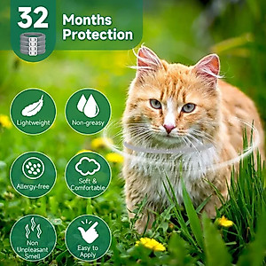 4 Pack Flea Collar for Cats, Cat Flea and Tick Treatment, 8 Months Protection Flea and Tick Prevention for Cats, Waterproof Cat Flea Collar, Adjustable Cat Flea and Tick Collar for Cats Kittens, Grey