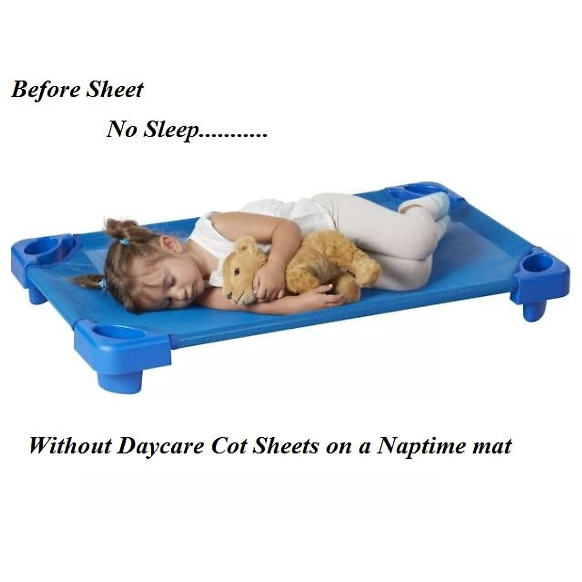 Daycare Sheets- Pre-School Cot Sheet, Children's Naptime Mat Sheet, White Breathable Soft 22 X 54 inch Pack of 6- Cot Fitted Sheet for Boys and Girls Standard Daycare Cot Sheets