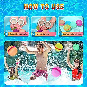 Reusable Magnetic Water Balloons,No Tying Easy Quick Fill, Summer Water Toys, Pool Toys,Refillable Water Balloons, Summer Fun Party Supplies，Bath Backyard Swimming Pool Party Supplies(12Pack)