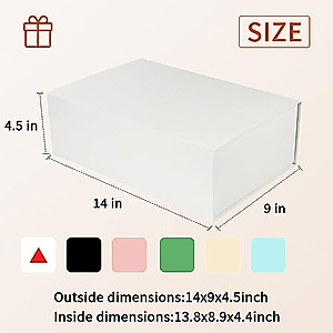 YINUOYOUJIA Gift Box14x9x4.5 Inches,Large Gift Box with Magnetic Closure Lid,Ribbon and Card,White Present Box for Birthady,Valentine's Day,Mother's Day,Christmas,Box DIY,Anniversary