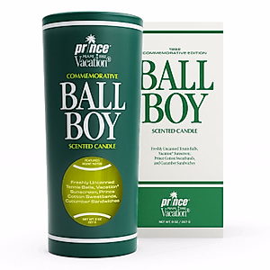Vacation Ball Boy Tennis Home Scented Candle by Prince x Sunscreen, Premium Soy Blend Wax, 65-Hour Long Burning, Luxury Gift Set, Aromatherapy Candle, Gifts for Men & Women, 8oz