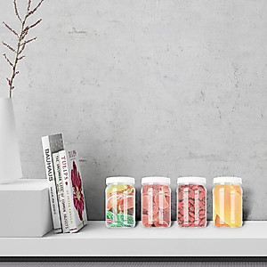 Fasmov 16 Pack 17 oz Plastic Jars with Screw on Lids Storage Jars with White Sealing Caps, Wide Mouth, BPA Free, PET Jars Bulk for Home & Kitchen Pantry Organization and Storage