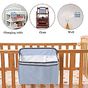 Baby Diaper Caddy Bag Stacker Organize - Nursery Storage Bin for Diapers, Wipes & Toys - Protable Diaper Organizer fo Crib Wall (Blue)