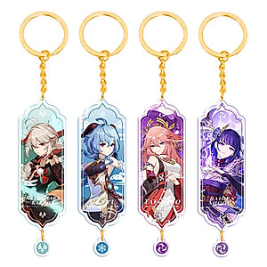 WillZephyr 4PCS original god pendant acrylic laminated pendant keychain thunder and lightning General Yagyujinzi (Style B)