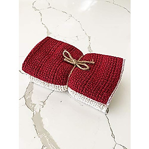 Great Useful Stuff Made in The USA 100% Cotton Kitchen Towels Ultra Soft Absorbent Quick Drying American Dish Towels, Set of 2, Large 24" x 15" Inches (Red and Natural)