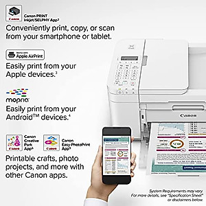 Canon PIXMA TR4720 Wireless Color All-in-One Inkjet Printer, White - Print Copy Scan Fax - 4800 x 1200 dpi, Auto 2-Side Printing, 20-Sheet ADF, 2-Line LCD Display, DAODYANG Printer_Cable