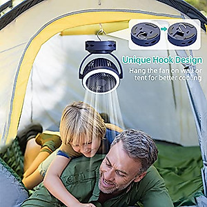 SLENPET 10000mAh Portable Camping Fan with Light, Rechargeable USB Fan with 40H Working Time, 360°Rotatation, 4 Speeds Adjustment, 2-6H Time Setting, Hanging Hook Fan for Tent Car Outdoor (Blue)