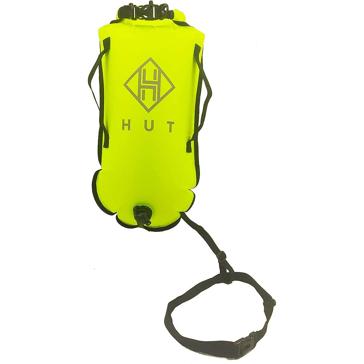 HUT Swim Buoy Dry Bag - Premium Tow Float and Watertight Dry Bag for Open Water Swimmers, Triathletes. High Visibility Safety Swim Buoy, Two air Chambers - be seen be Safe (20L)