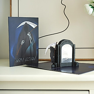 Funny Pop Up Birthday Card | Spooky Reflective 3D Mirrored Tombstone Bday Card | Grim Reaper Birthday Cards For Men | October Birthday Cards For Dad | Killer 40th Birthday Card For Husband, Wife