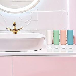 TSA Approved Travel Bottles Set for Toiletries 50ml 1.7oz Squeeze Bottle Travel Size Container Kit Portable Leak Proof Refillable Cosmetic Airplane Essential Shampoo Conditioner Body Lotion Shower Gel