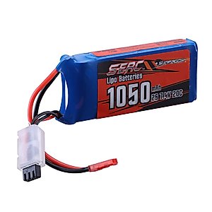 SUNPADOW 2S Mini Lipo Battery 7.4V 20C 1050mAh with JST Plug for RC Airplane Aircraft Quadcopter Helicopter Drone FPV