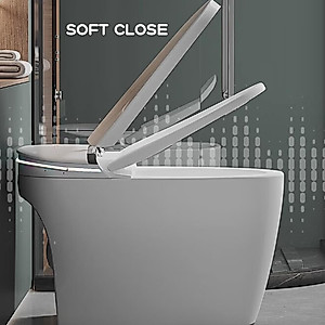 Modern Smart Toilet with Auto Flush, Foot Kick Flush, Blackout Flush, One Piece Toilet Tankless with Heated Seat, IPX4 Waterproof, LED Nightlight and Soft Close (1)