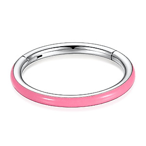 FUNLMO 16G Septum Rings Nose Rings Hoops Silver Cartilage Earring Conch Hoop Earring 316L Surgical Steel Conch Helix Tragus Daith Rook Orbital Piercing Jewelry 10mm Glow In The Dark Fluorescent Pink