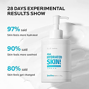 ZealSea Body and Face Moisturizer with Hyaluronic Acid and Ceramide, Daily Facial and Body Lotion, Day and Night Hydrating Moisturizing Cream for All Skin Types, Hydrate and Soothe Dry Skin, 10.2 oz