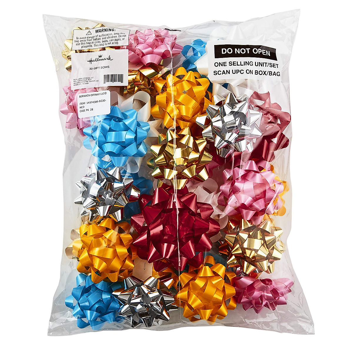 Hallmark Gift Bow Assortment (30, 2 Sizes) Red, White, Pink, Blue, Yellow, Silver, Gold for Christmas, Hanukkah, Birthdays, Weddings, Baby Showers